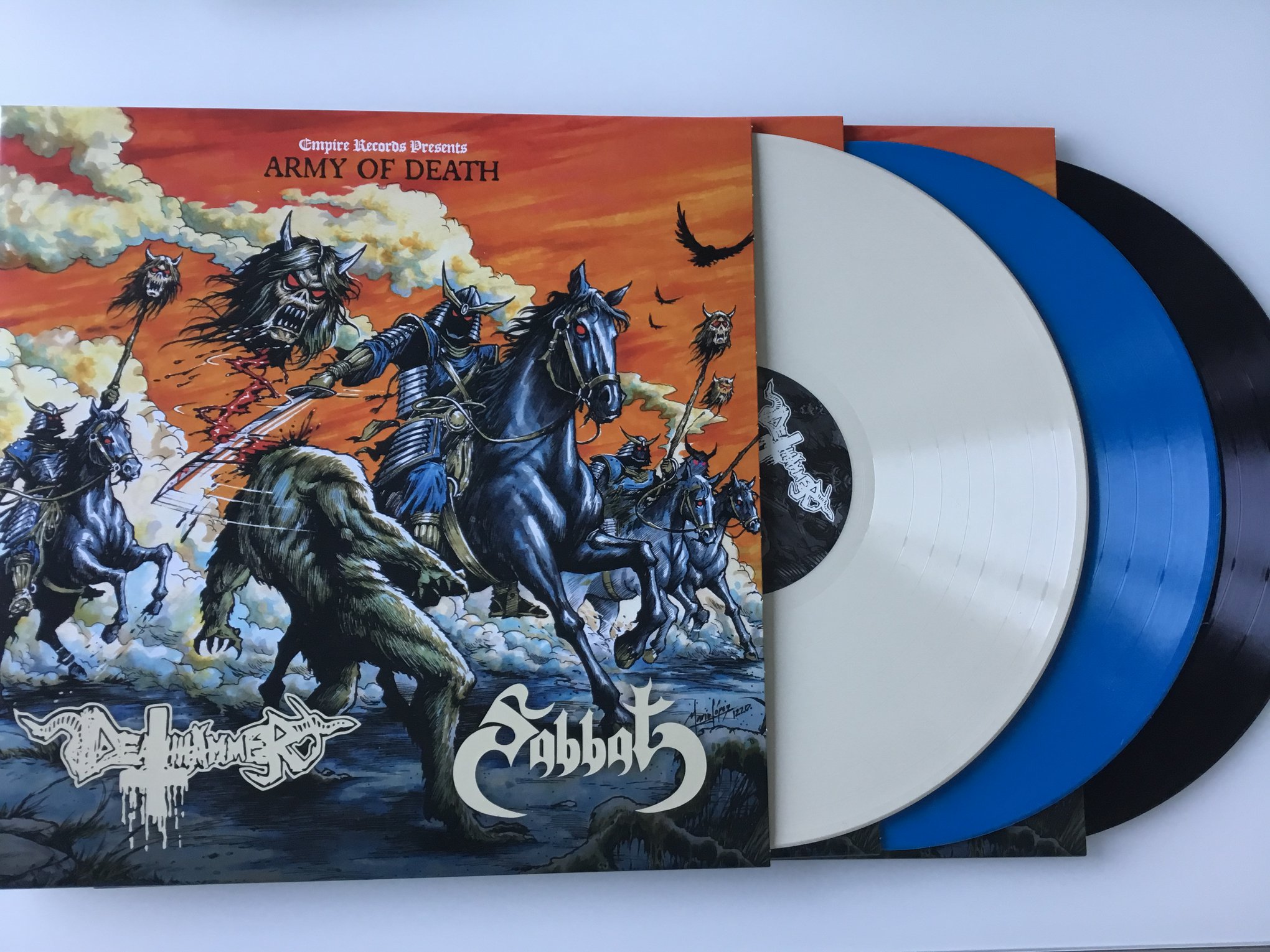 SABBAT / DEATHHAMMER Army Of Death LP BONE [VINYL 12"]